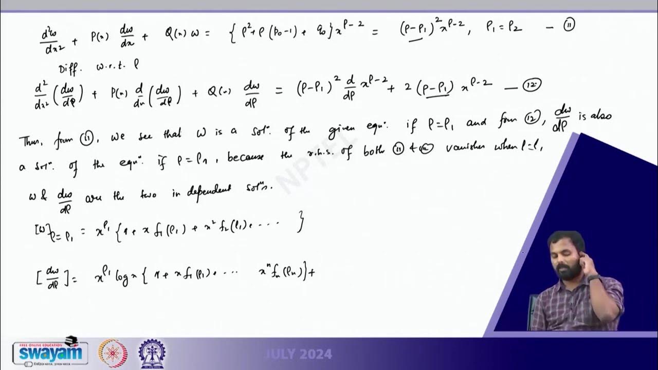 Series Solution – Frobenius method (Contd.) #swayamprabha #ch38sp - YouTube