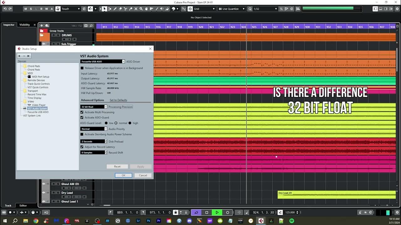 Cubase 32 BIT FLOAT VS 64 BIT FLOAT - YouTube