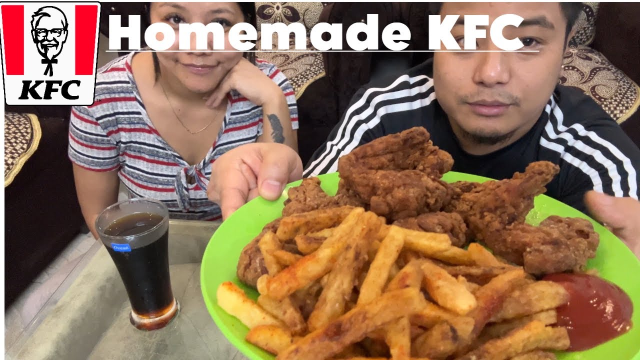 HOMEMADE KFC CRISPY FRY CHICKEN🍗 & CRISPY FRENCH FRIES🍟! MUKBANG ...