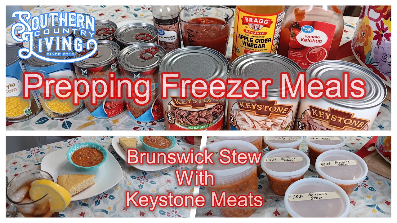 Prepping Freezer Meals -- Brunswick Stew With Keystone Meat - YouTube