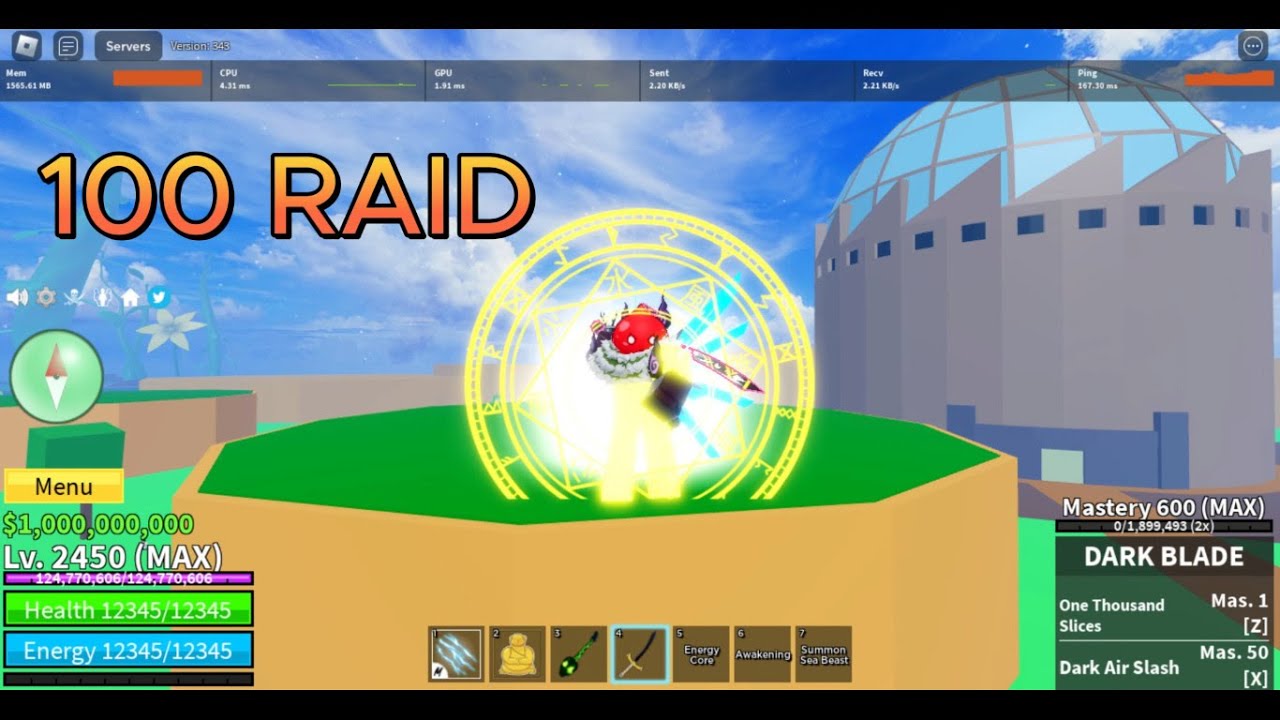 100 Raid trong Blox Fruit - YouTube