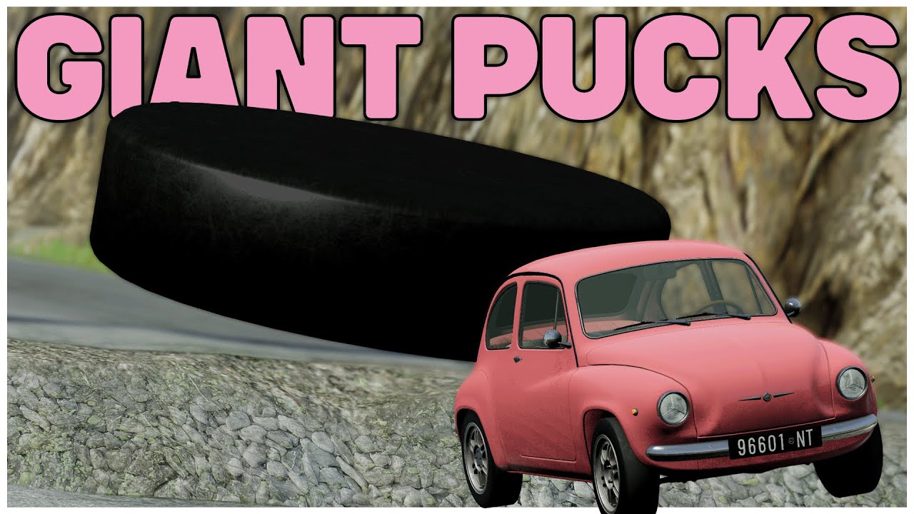 Racing up a hill Vs 50 Giant Pucks! - YouTube