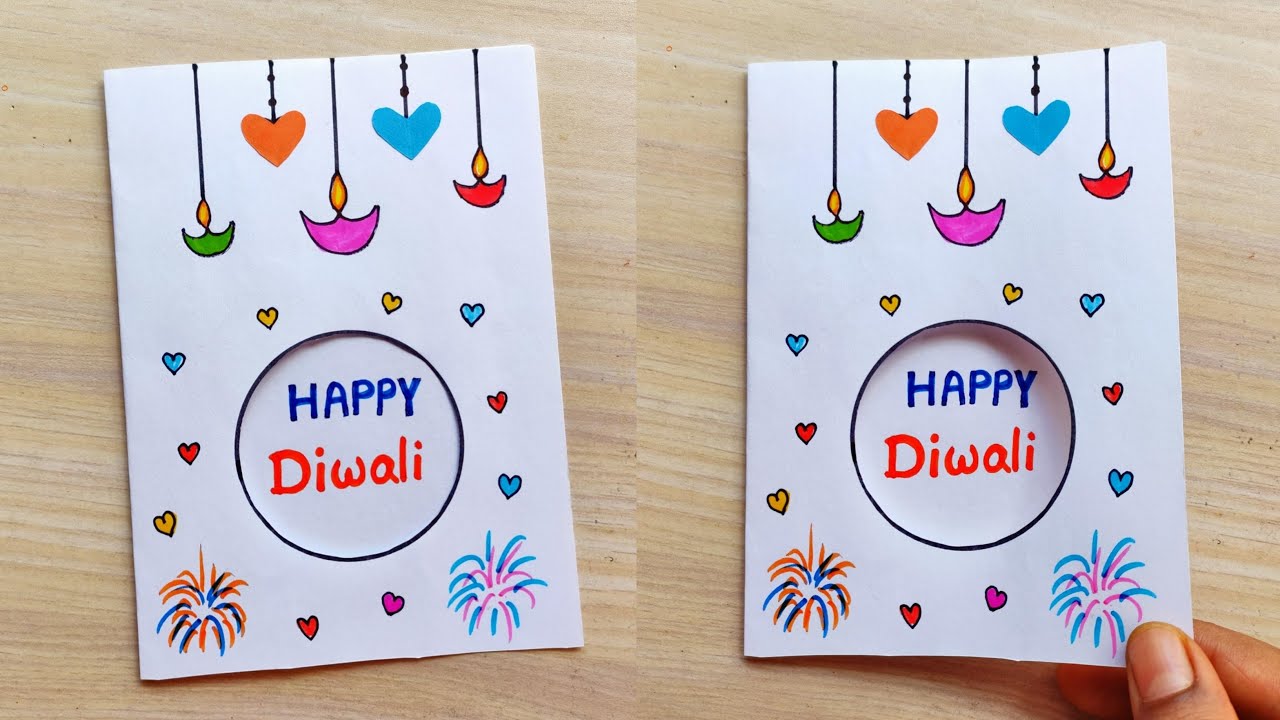 Beautiful Diwali card making easy | How to draw easy Diwali card ...
