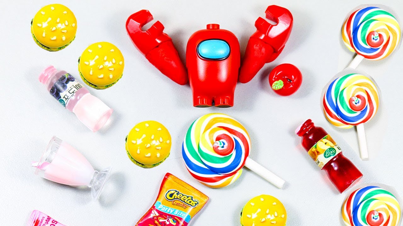 Funny Among Us vs Miniature Food Eat Along Stop Motion | Among Us ...
