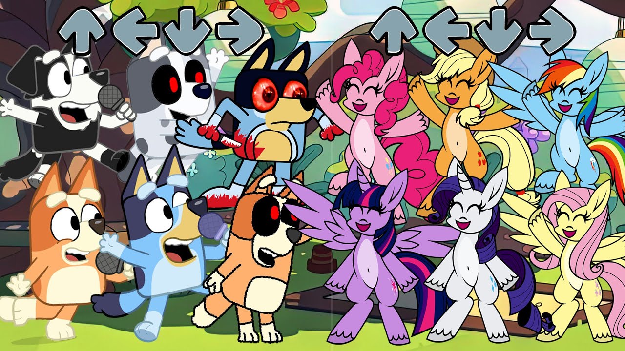FNF Can Can But My Little Pony ALL PHASES x Bluey x Bingo x Mackenzie ...