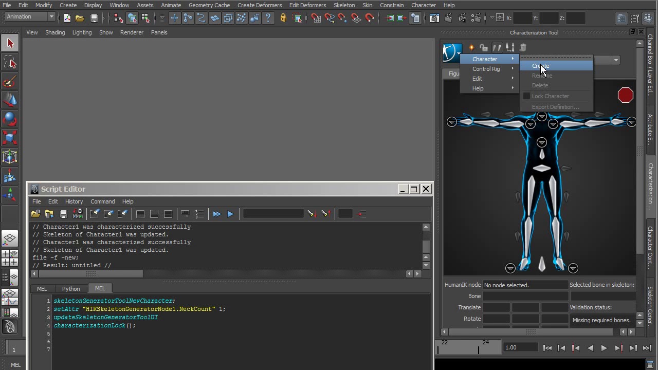 18 Using MEL with the Skeleton Generator - YouTube