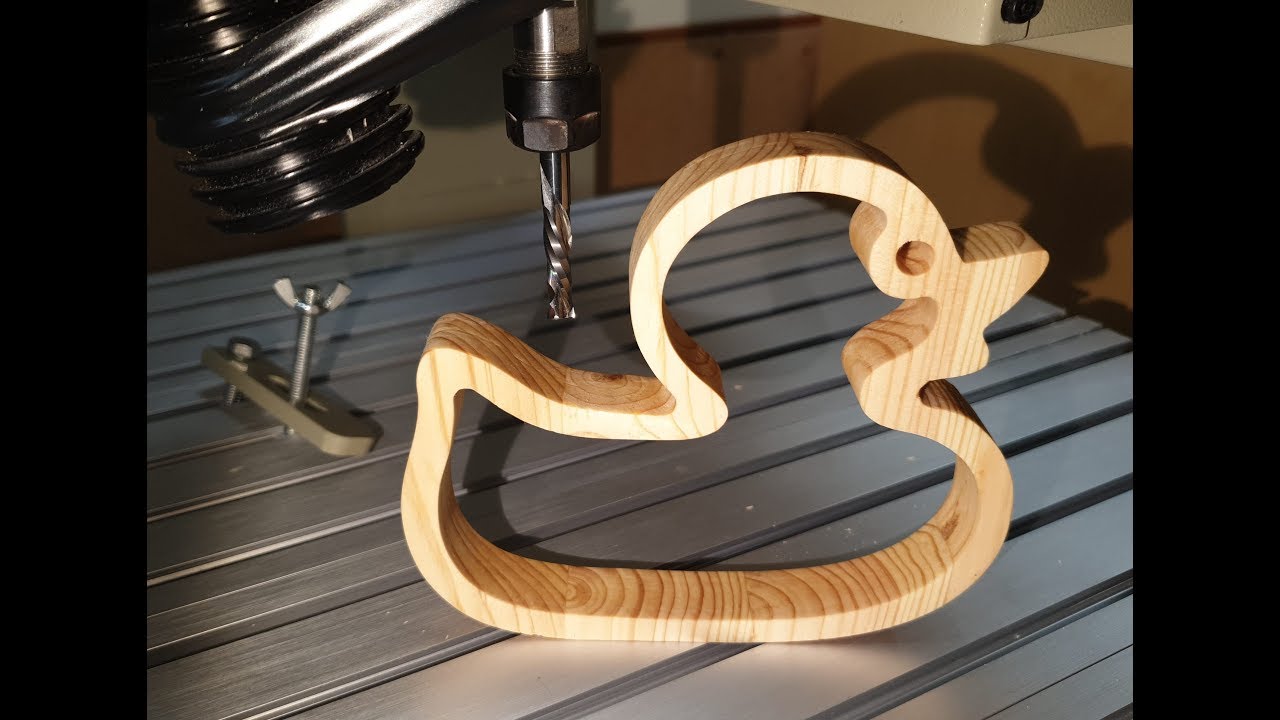 Using modified CNC kit to create a wooden duck - YouTube