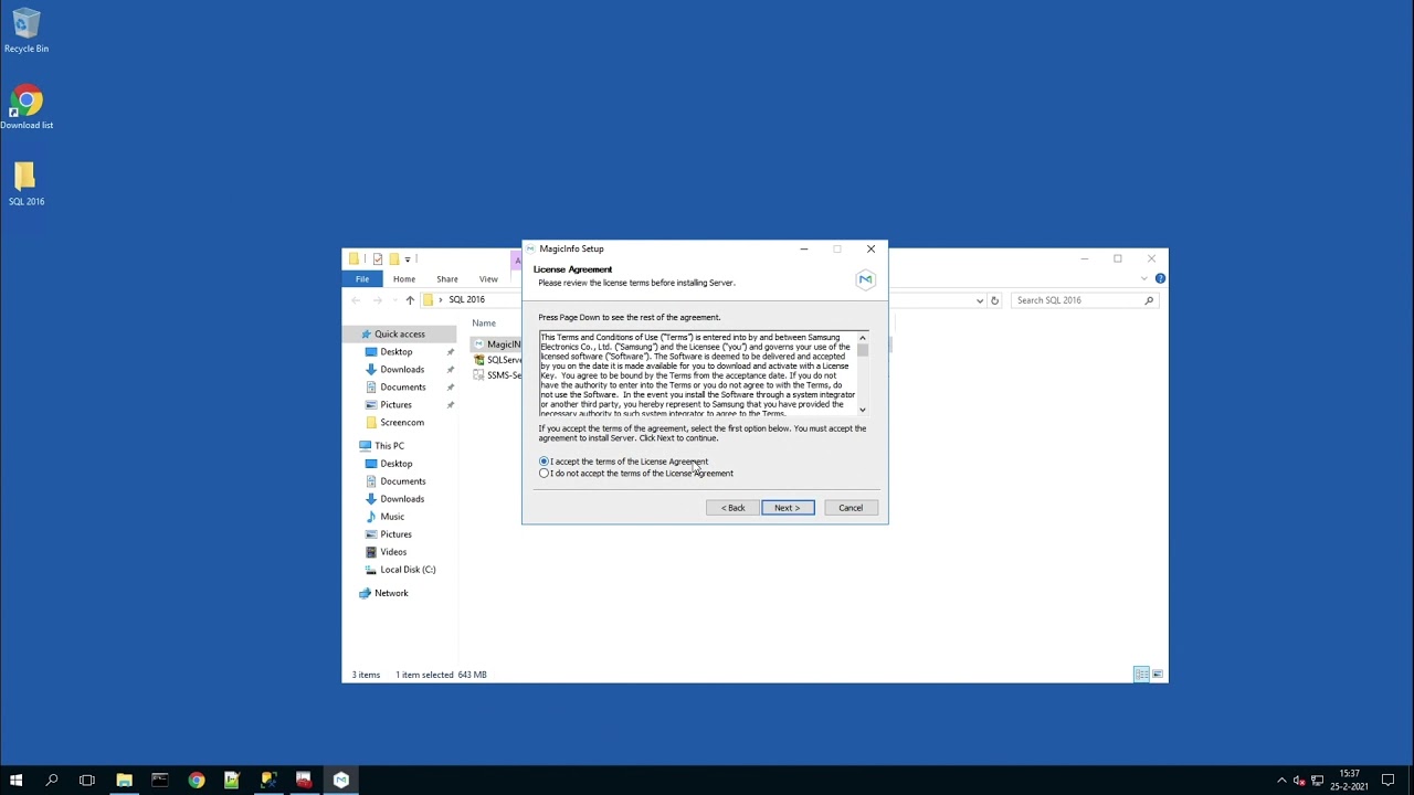 MagicInfo Services shows how to install MagicINFO with MSSQL database ...