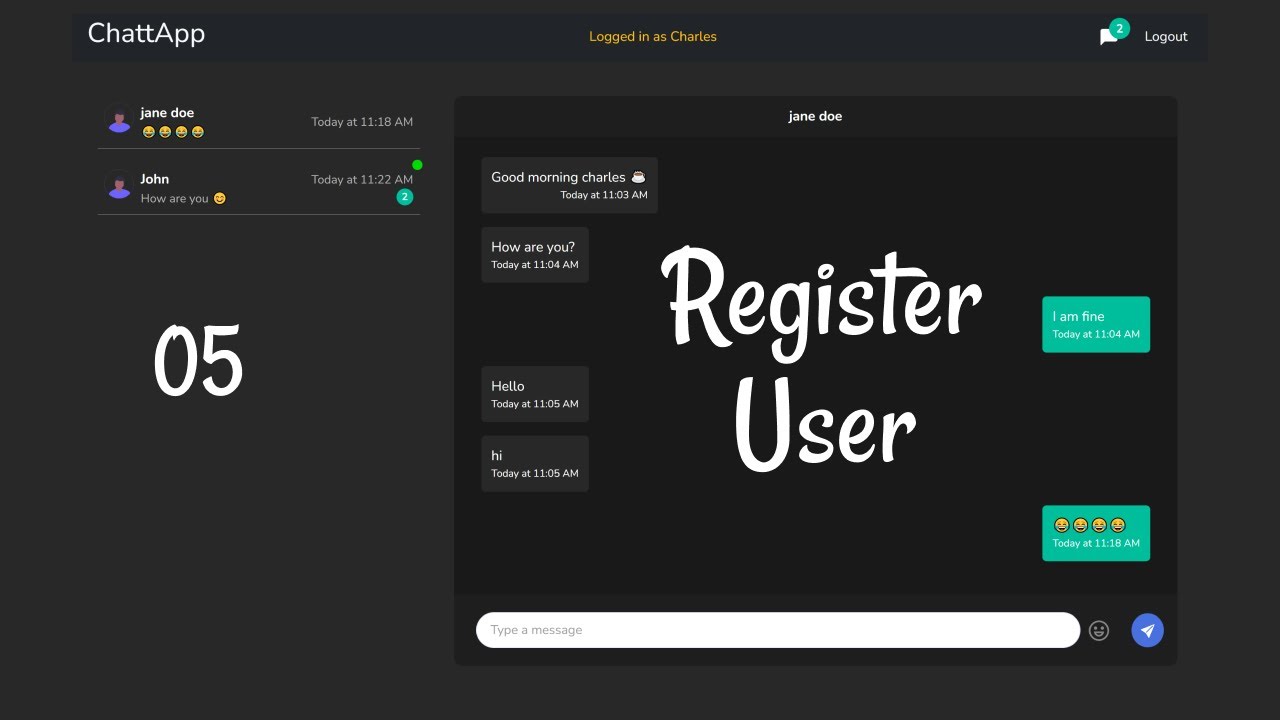 Real Time Chat App 5 Register User React Nodejs And Youtube