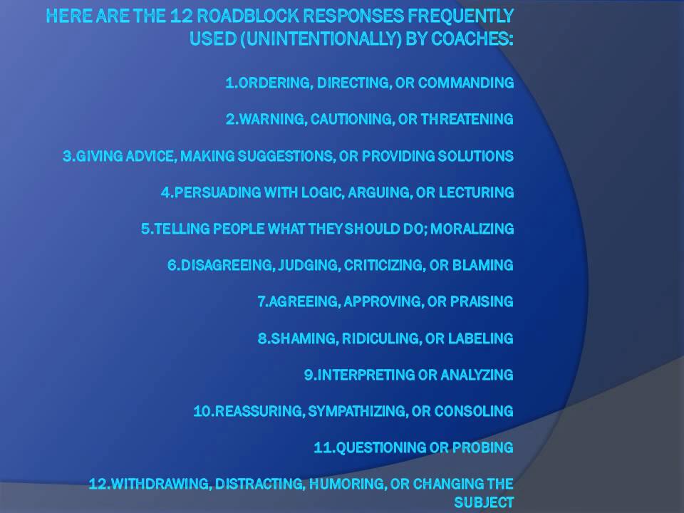 Thomas Gordon's Twelve Roadblocks To Active Listening video - YouTube