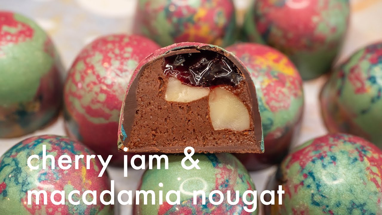 Cherry Jam with Macadamia Nougat - recipe for chocolate bon bon filling ...