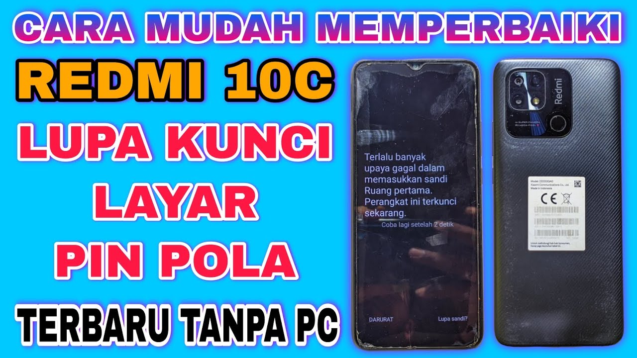 CARA MEMPERBAIKI REDMI 10C LUPA KUNCI PIN POLA LAYAR || FIX REDMI 10C ...