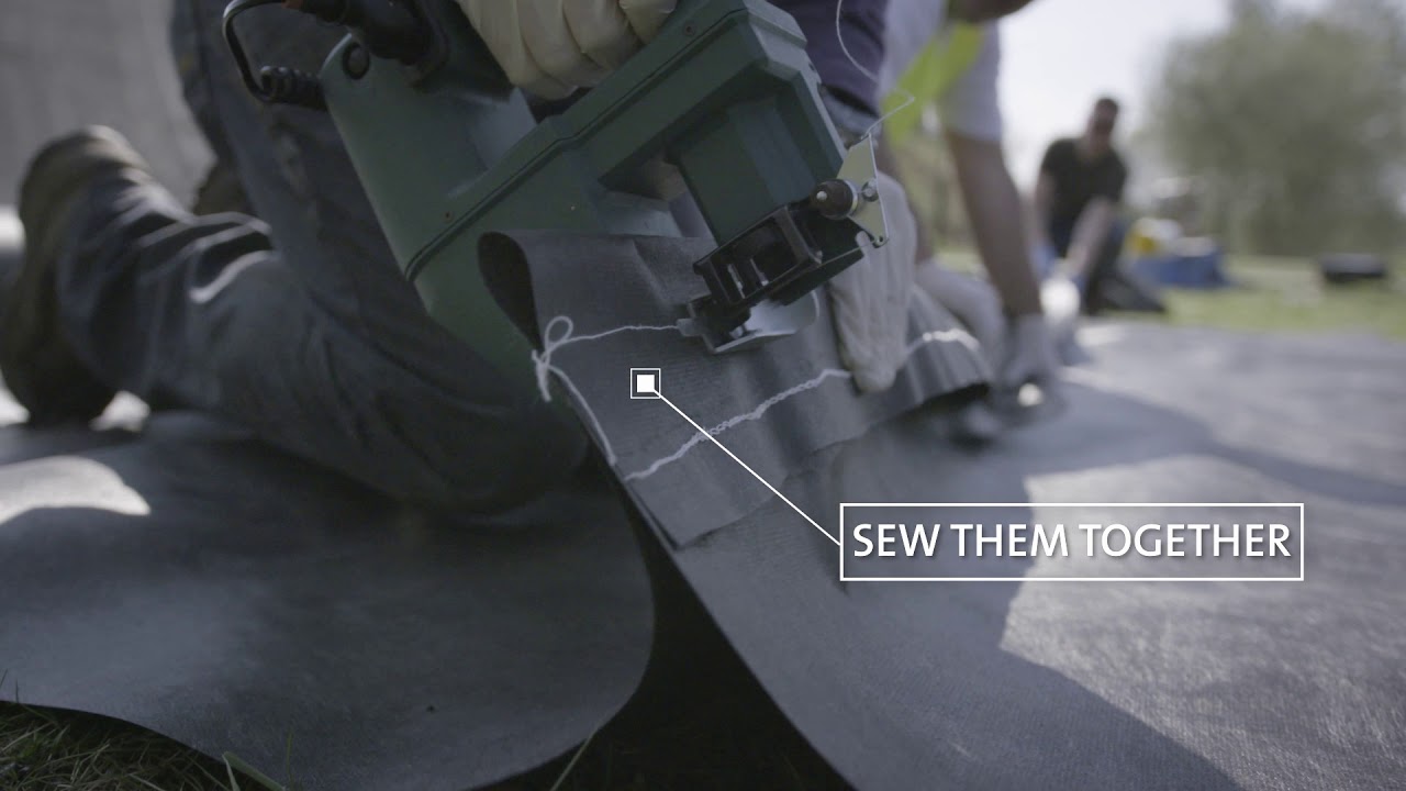 DuPont™ Plantex® Platinium - installation with sewing machine and glue ...