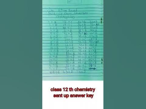 Class 12 chemistry sent up exam. Answer key - YouTube