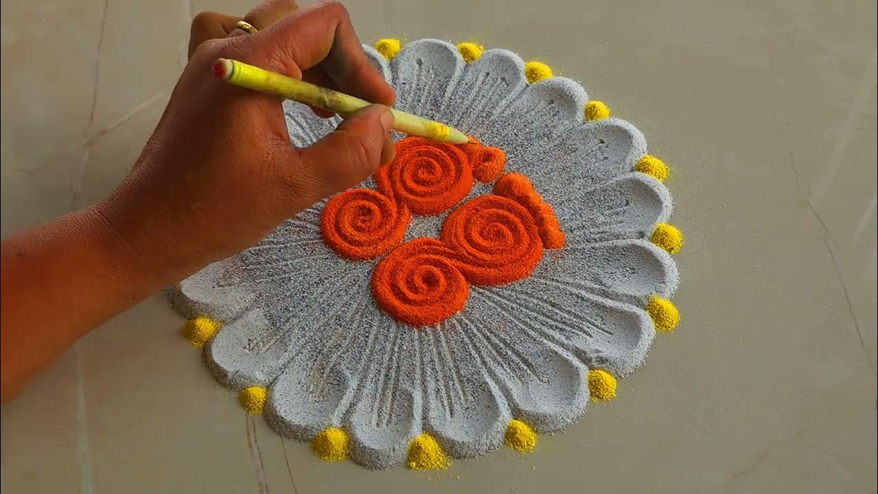 7 th day | Navratri rangoli design | Diwali rangoli designs | grey 🐘 ...