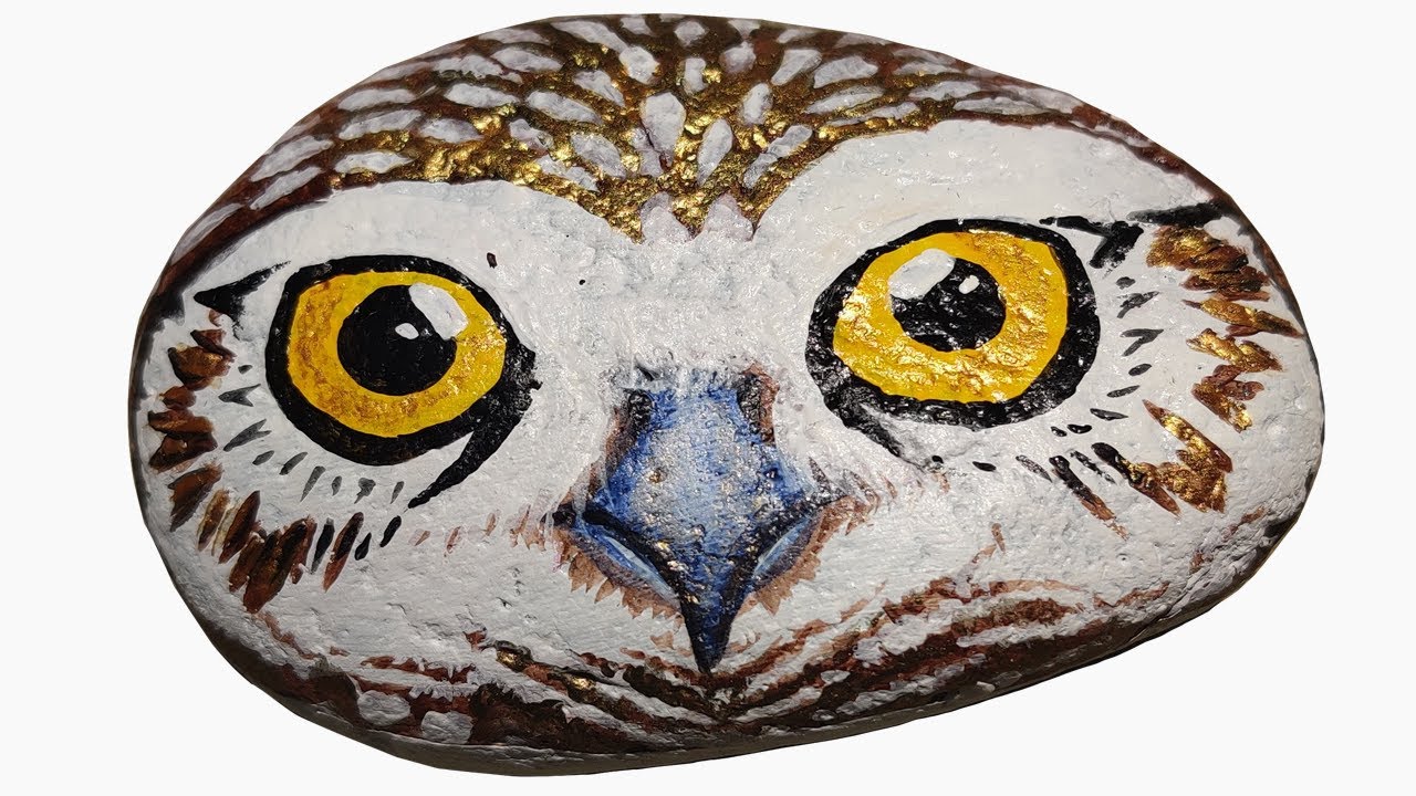 How to Paint Rocks to Save the Burrowing Owl (EASY BEGINNER) Summer ...