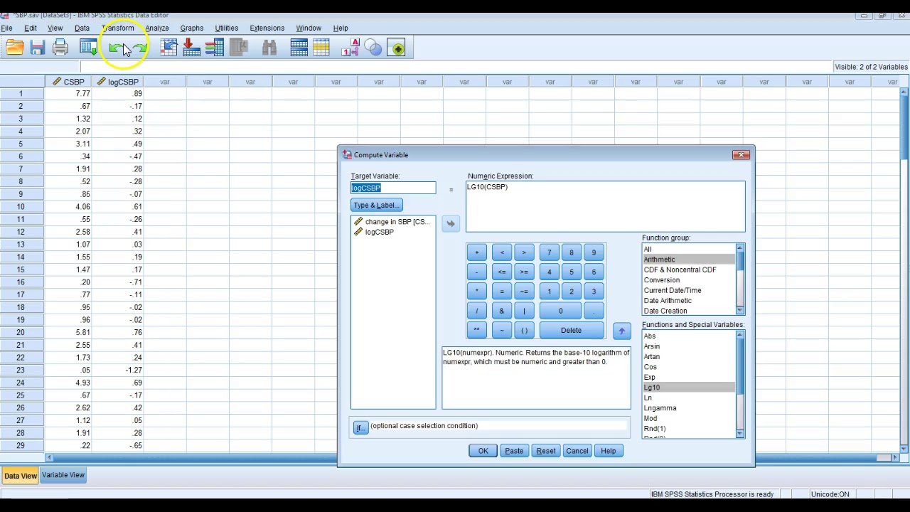 Transformations in SPSS - YouTube