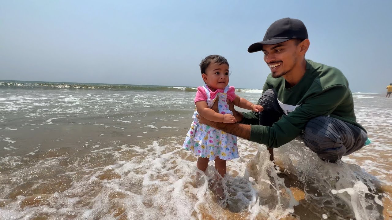 First TIME AYRA STANDING on BEACH..😍 - YouTube