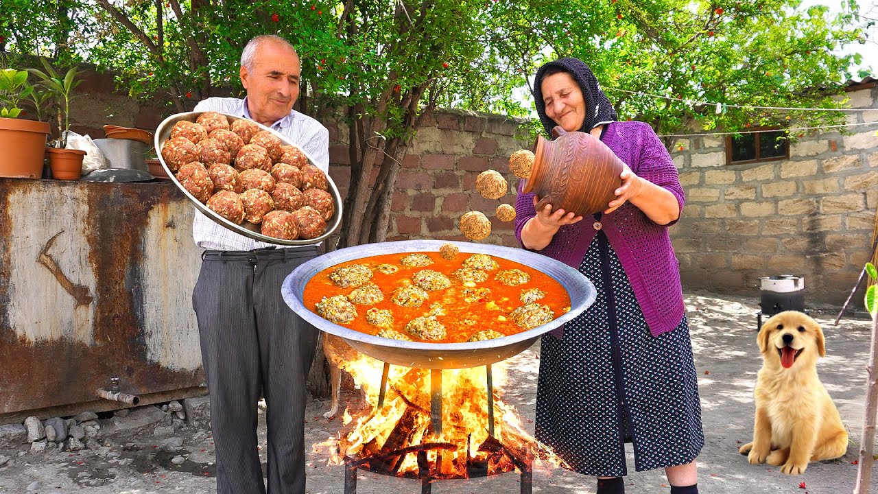 KUFTA BOZBASH! Cooking National Dish with Beef Meatballs in the Village ...