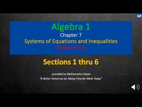 Algebra 1 7 0 Systems of Equations and Inequalities - YouTube