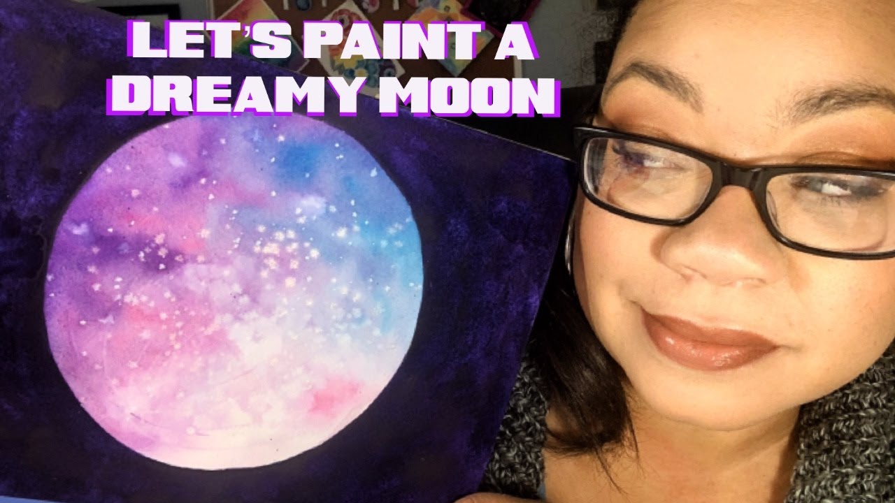 Painting A Dreamy Surreal MOON in WATERCOLOR - YouTube