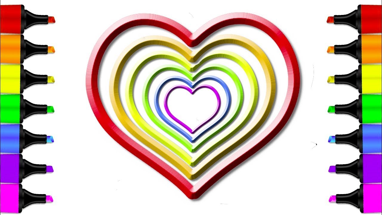 How To Draw Hearts And Colors l Drawing and Coloring Pages Learn Colors ...