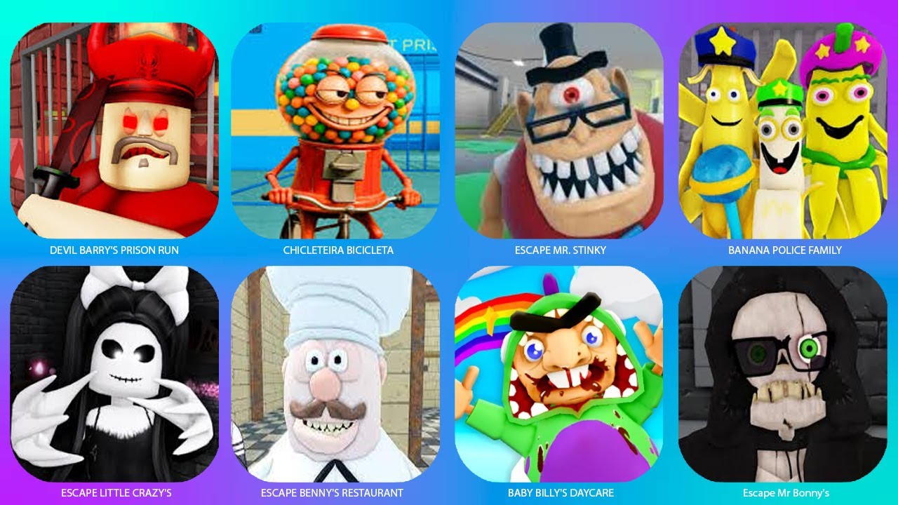 ROBLOX,DEVIL BARRY'S PRISON RUN,CHICLETEIRA BICICLETA,ESCAPE MR. STINKY ...