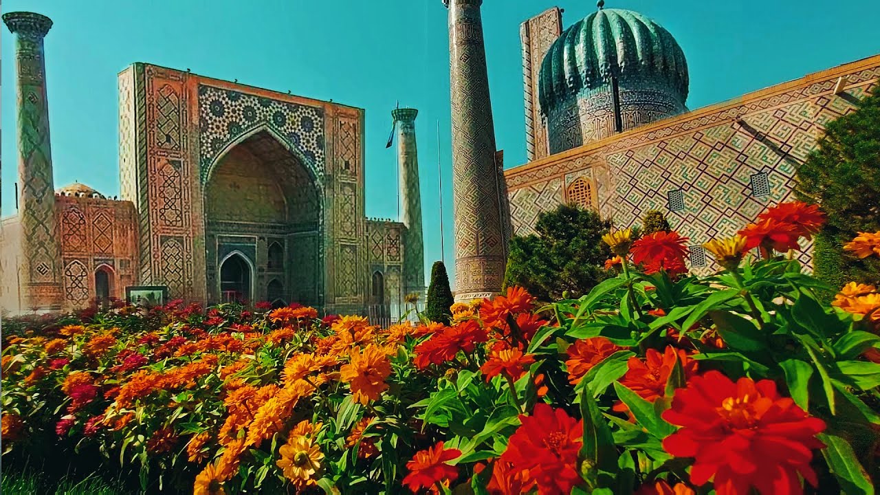 Travel walk around ancient Registan complex in Samarkand ! Uzbekistan ...