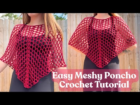 Simple Mesh Crochet Poncho Tutorial | Easy Beginner Tutorial