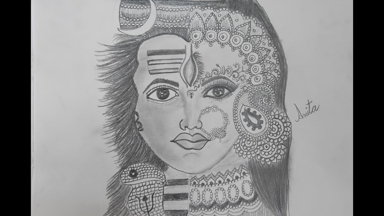 Ardhnarishwar Pencil sketch | by Art by any - YouTube
