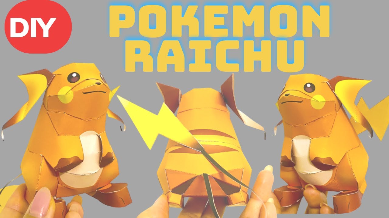 DIY Pokemon Raichu Papercraft step by step tutorial - YouTube