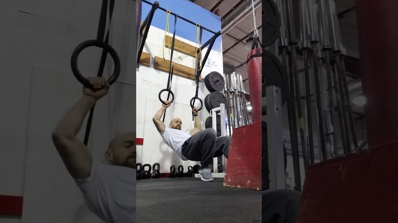 Inverted row with rings - YouTube