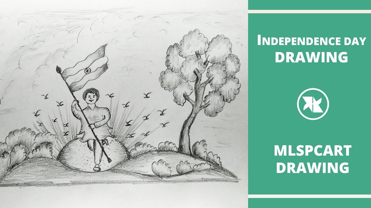 How to Draw Independence Day Image | Simple Scenery of Independence Day ...