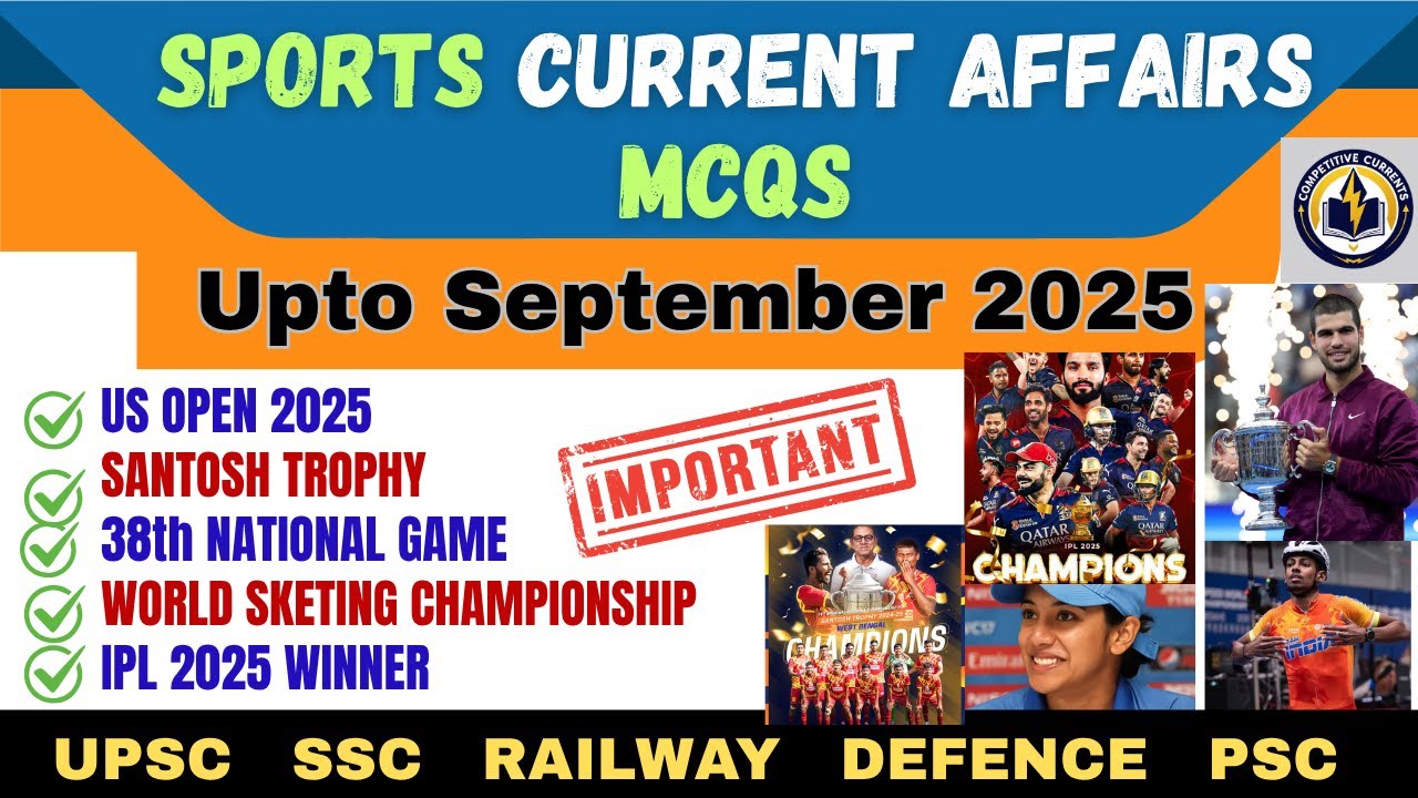 Top 50 Sports Current Affairs 2025 | Important Sports MCQs | January to ...