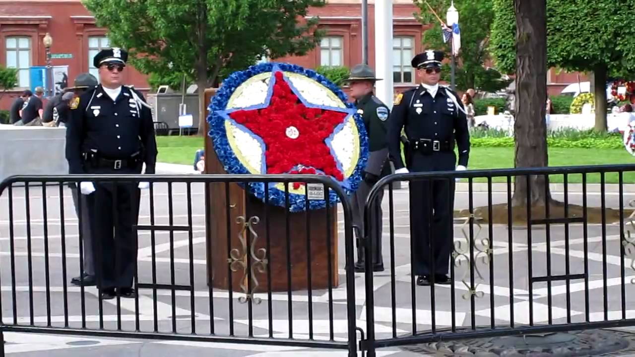 Guarding of a wreath at the National Law Enforcement Officers' Memorial ...