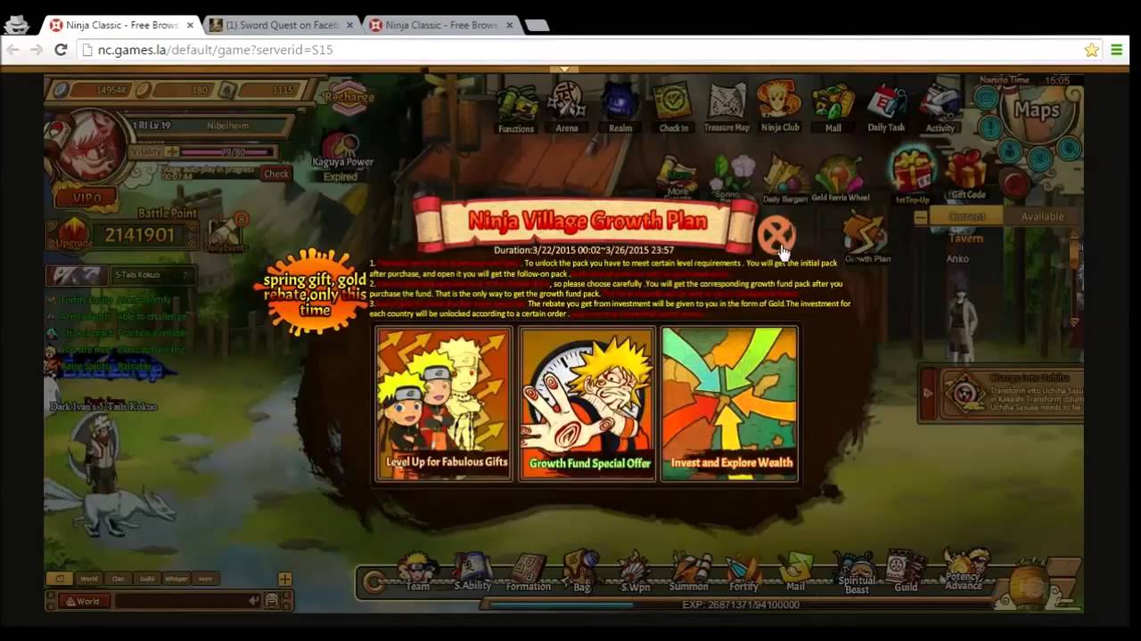 Getting Free Gold from Growth Plan (vip 0 on Ninja Classic) - YouTube
