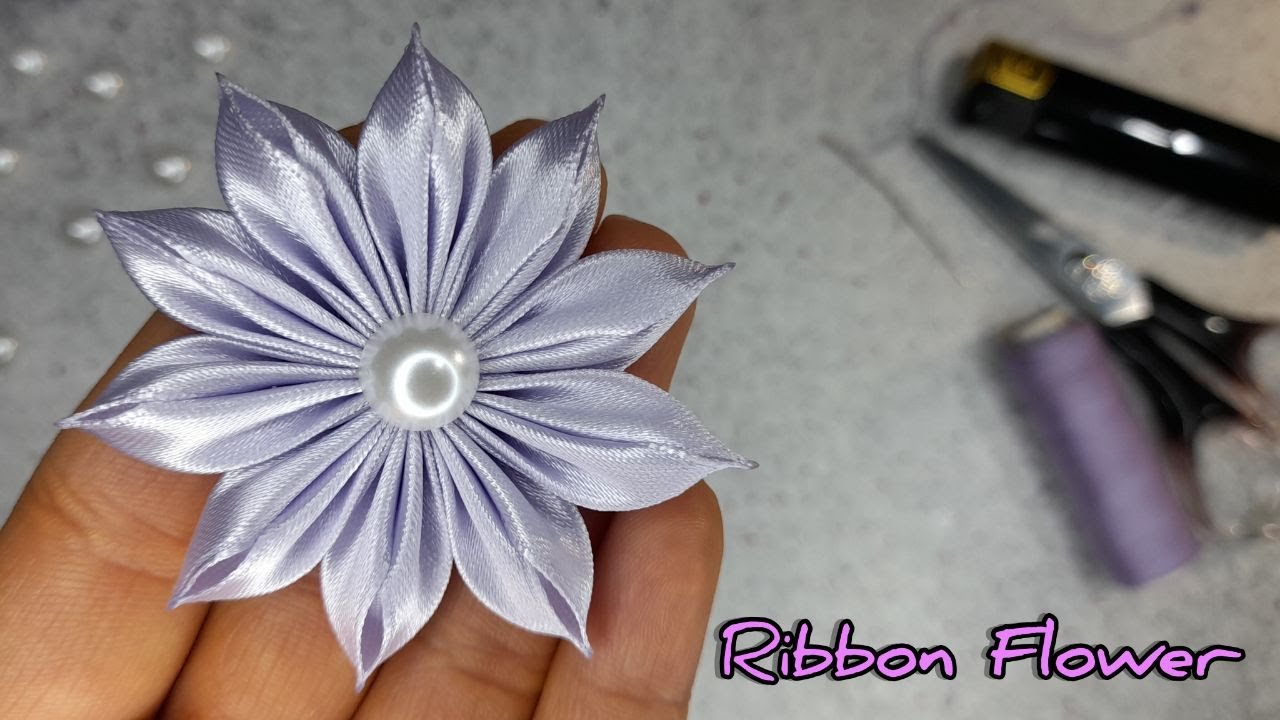 Making a ribbon flower in just 4 minutes | handmade ribbon flower ...