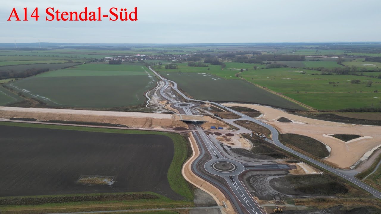 Neuer Kreisverkehr A14 Abfahrt Stendal-Süd Januar 2025 - YouTube