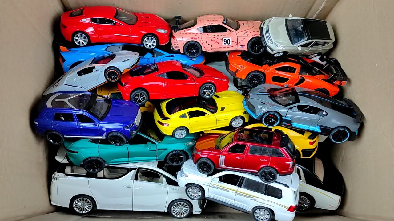 Box Full of Model Cars /Bugatti Bolide, Bugatti Chiron, Koenigsegg ...