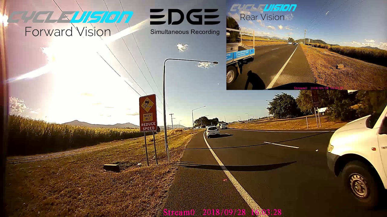 Cyclevision EDGE bicycle helmet simultaneous front and rear recording ...