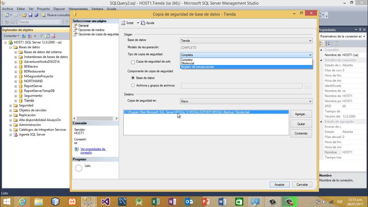 como crear copia de seguridad en SQL Server - Parte 5 - YouTube