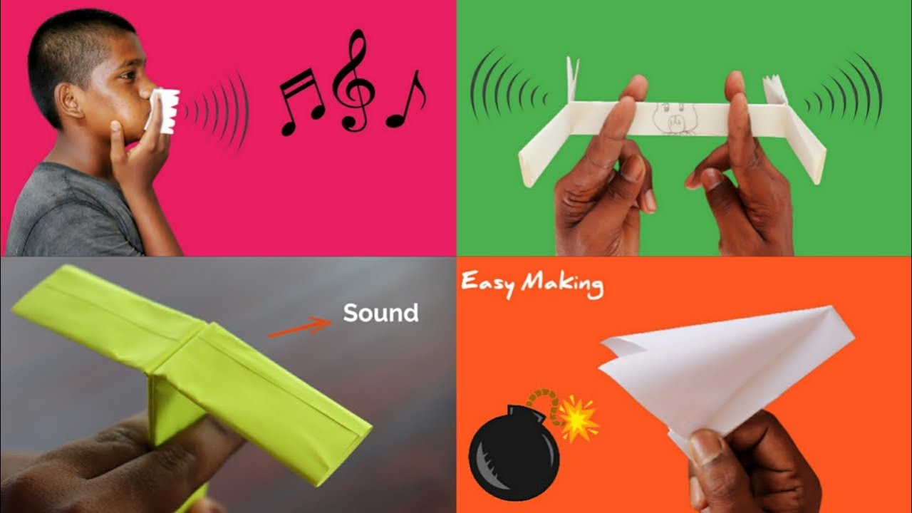How To Make paper popper and Paper Whistle |Paper Toys Making Very Easy ...