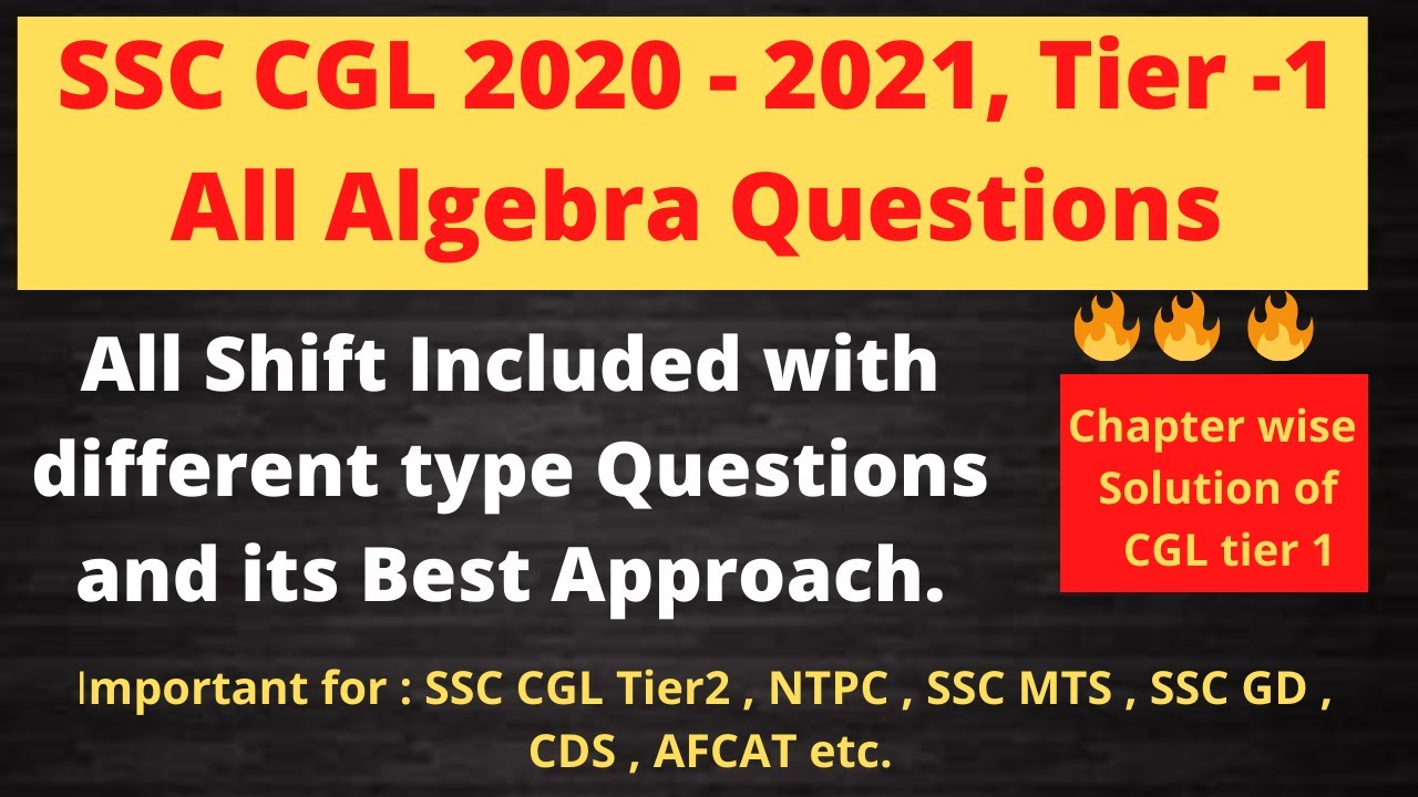 All Algebra Questions asked in SSC CGL 2020 Tier 1 | Algebra for SSC ...