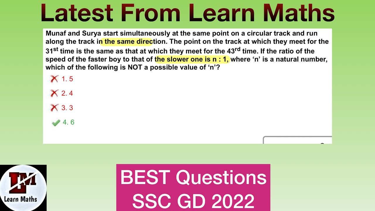 Munaf and Surya start simultaneously at the same point on a circular ...