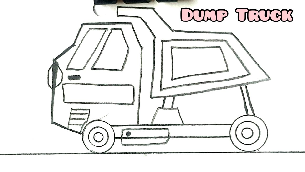 Easy Way For Kids Drawing A Dump Truck🛺🚘 | Drawing A Cute Dump truck 🚒 ...