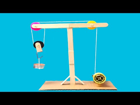 Basit makineler - Hareketli makara sistemi - Makaralı vinç nasıl yapılır