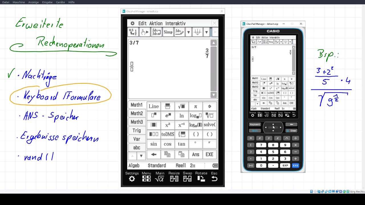 Erweiterte Rechenoperationen | CASIO Classpad 2 Tutorial - YouTube