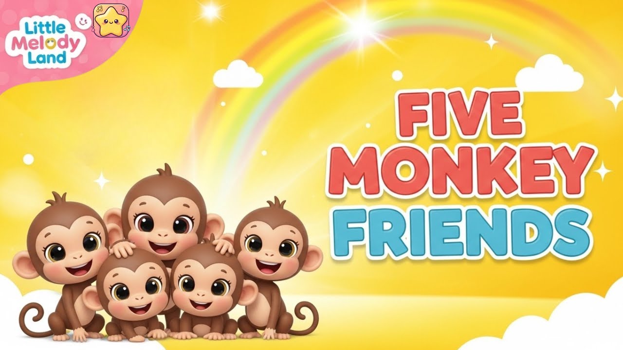 Five Monkey Friends | Counting Song for Kids | Learn Numbers | Nursery ...
