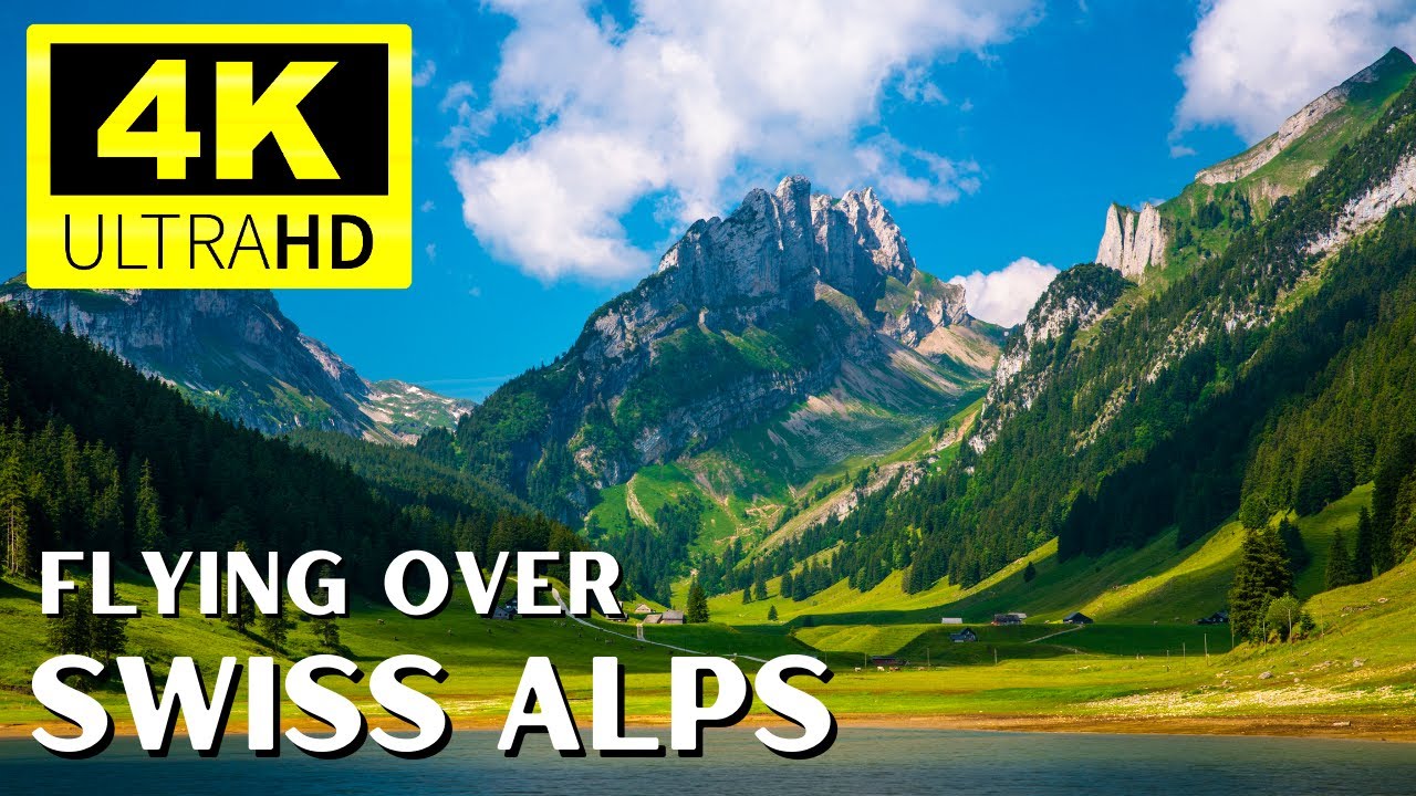 FLYING OVER SWISS ALPS (4K UHD) - Relaxing Music Along With Beautiful ...
