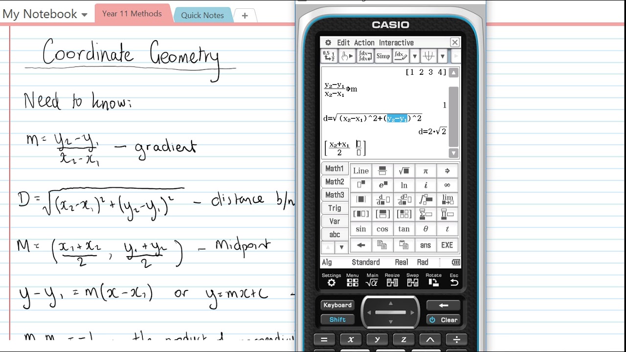 Year 12 Methods Coordinate Geometry On The Classpad Youtube 1454